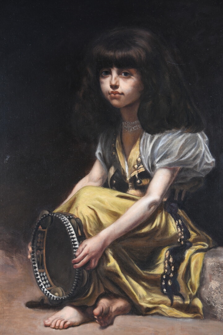 French School, 19th Century | La petite gitane au tambourin | MutualArt