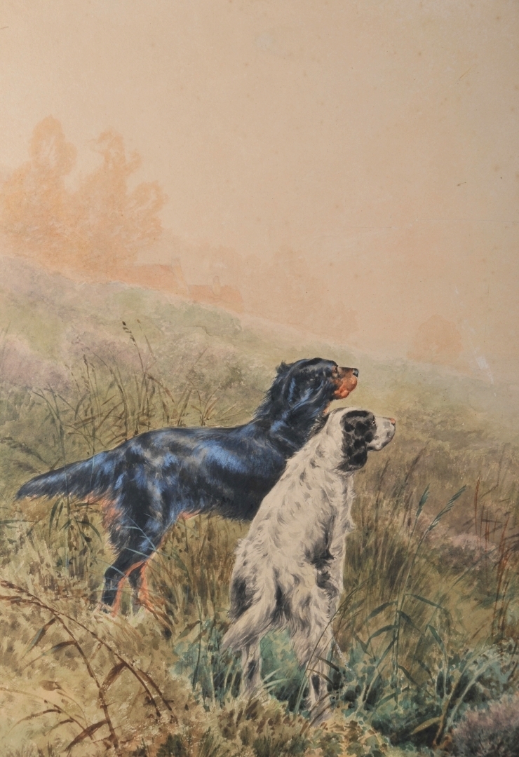 Alfred Weber | Chiens d'arrêt : Setter et Gordon dans la plaine | MutualArt