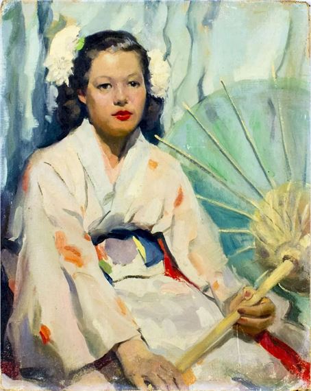 William Frederick Foster | Oriental Girl with Umbrella | MutualArt