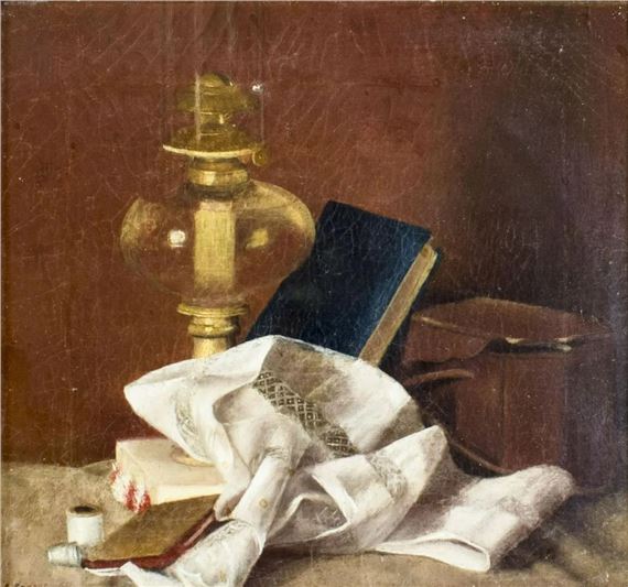 Nicholas Alden Brooks | Still Life with Oil Lamp, Book and Linen ...
