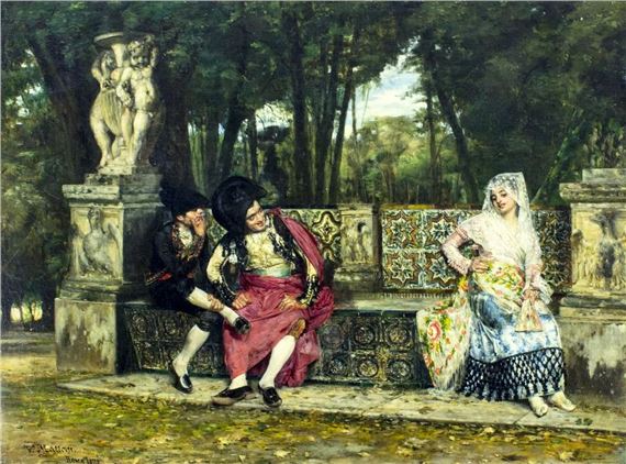 Virgilio Mattoni de la Fuente | Two Men Admiring Woman (1873) | MutualArt