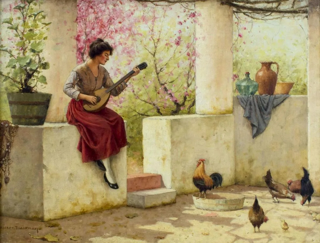 Walter Blackman | Woman Playing Mandolin | MutualArt