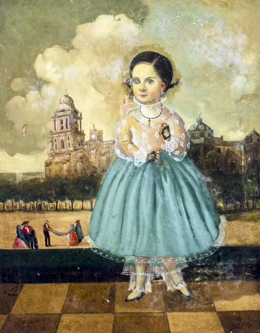 Horacio Rentería Rocha | Girl in Front of Colonial Background | MutualArt