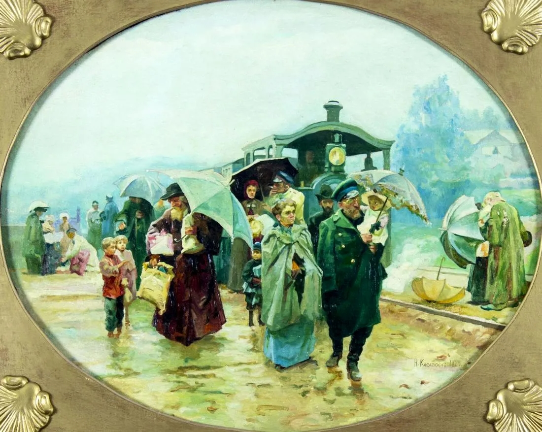 Nikolai Kasatkin | Train Station Scene | MutualArt