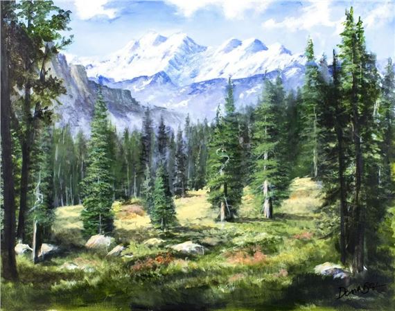 Donna Bell | Mountain Landscape with Cabin | MutualArt