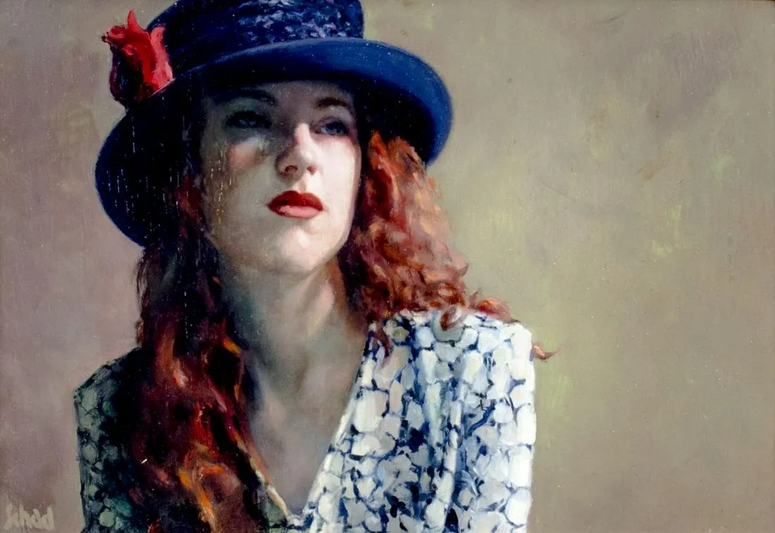 MIKE SCHAD | Portrait of Woman with Hat | MutualArt