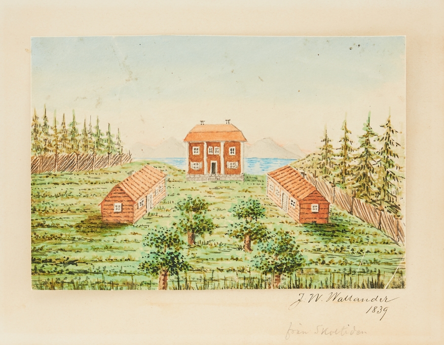 Josef Wilhelm Wallander | Landskap med boningshus och två flyglar (1837 ...