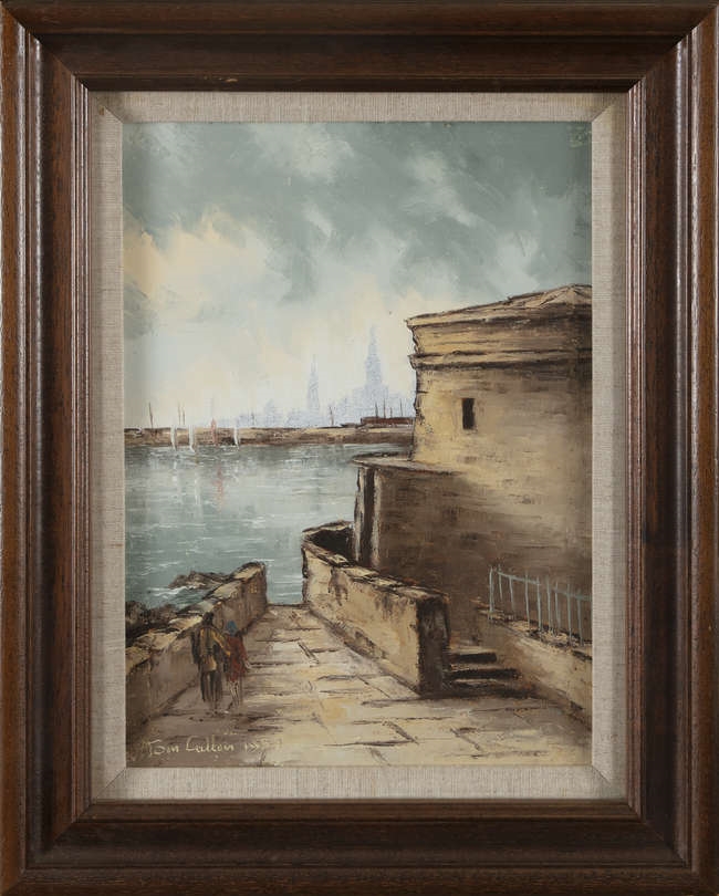 Tom Cullen | Figures by Dun Laoghaire Harbour (1987) | MutualArt