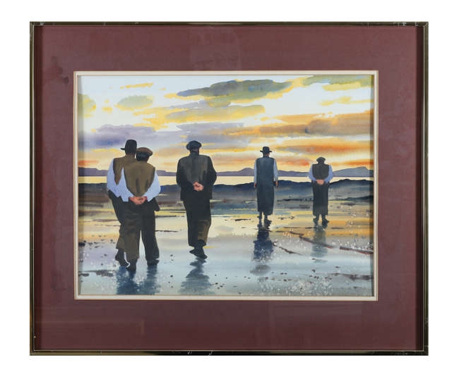 John Skelton | Men walking on West of Ireland beach | MutualArt