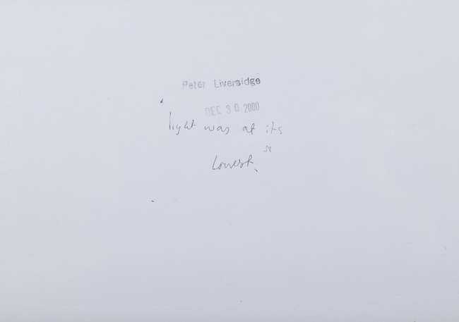Peter Liversidge | Light Was at Its Lowest (2000) | MutualArt