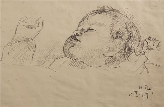 Hanni Bay | 'Schlafendes Baby' / 'A sleeping baby' (1919) | MutualArt