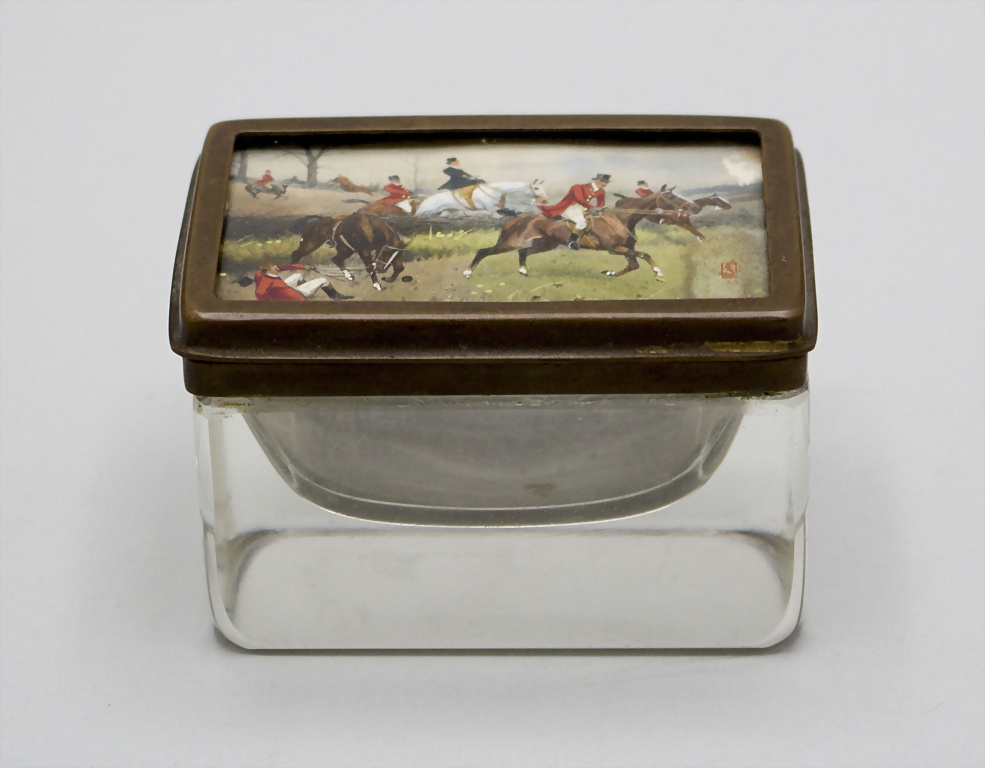 English School, 19th Century | Glasdose mit Miniatur / A glass box with ...