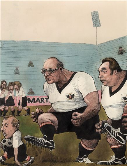 Manfred Deix | Einzug der Gladiatoren (vom Passep. verdeckt) (1978 ...