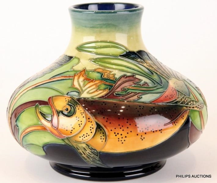 Wendy Mason | A MOORCROFT 'TROUT' PATTERN SQUAT VASE | MutualArt