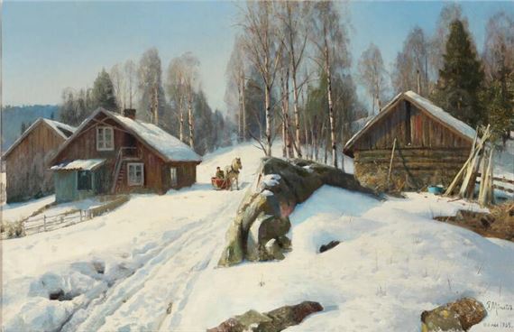 Peder Mork Monsted | Winter day in Odnes, Norway (1935) | MutualArt