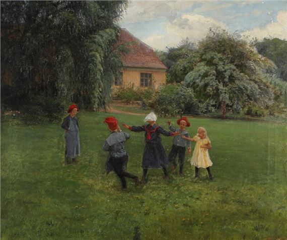 Peter Tom-Petersen | Children playing in the garden (1900) | MutualArt
