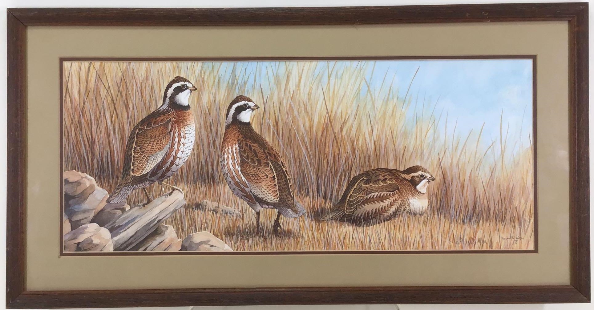 Frederick Wetzel | Grassy landscape with several birds (1989) | MutualArt