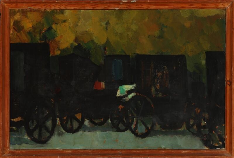 Ib Eisner | Composition with horse-drawn carriages | MutualArt