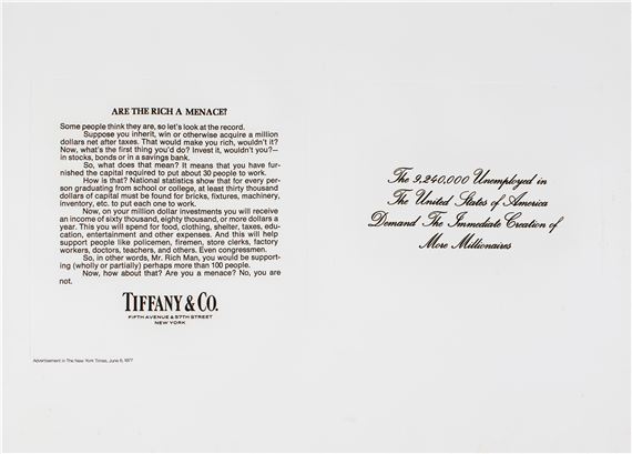 Hans Haacke | Tiffany Cares (1978) | MutualArt