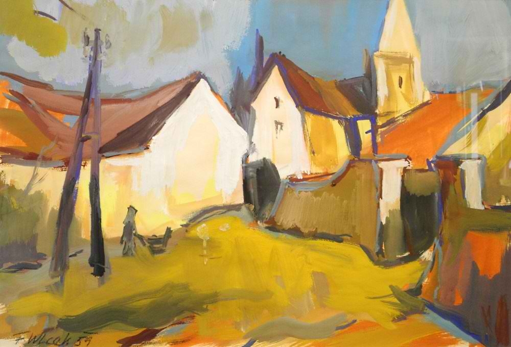 Franz Wlcek | Street Scene Near Vienna (1959) | MutualArt