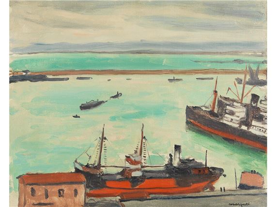 Albert Marquet | LE BATEAU ROUGE À QUAI (1932 - 1934) | MutualArt