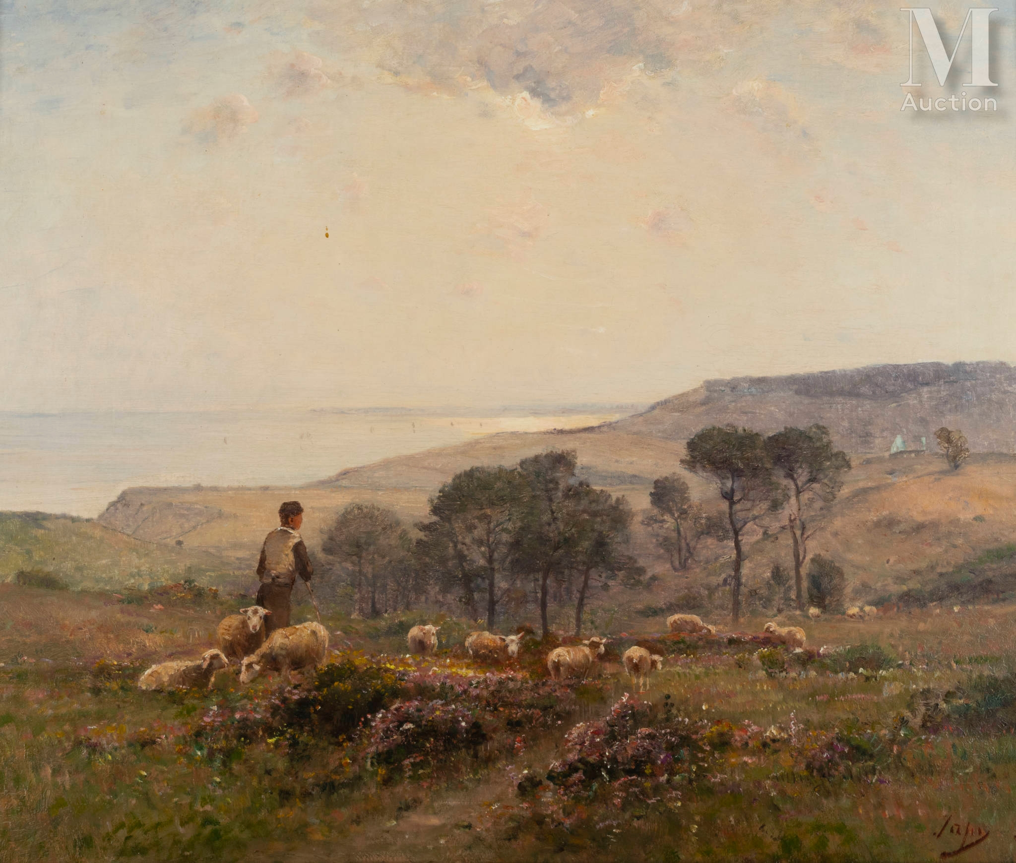 Louis-Aimé Japy | Berger et ses moutons en bord de mer | MutualArt