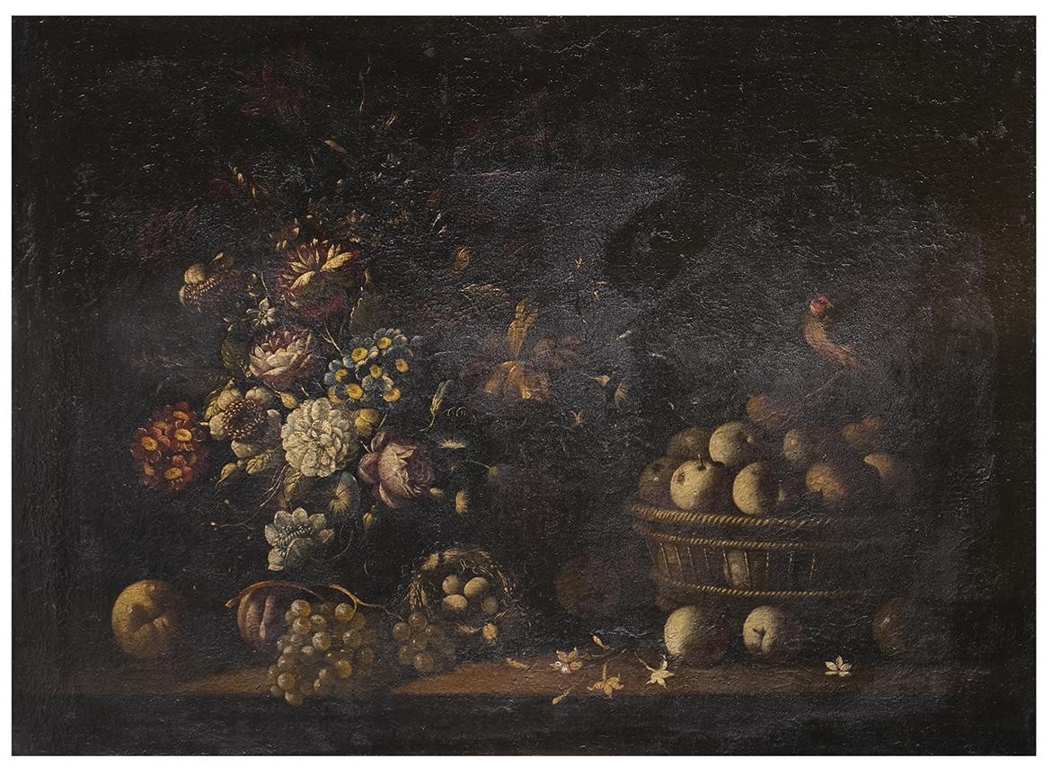 Spanish School, 19th Century | Bodegón con flores y frutas | MutualArt