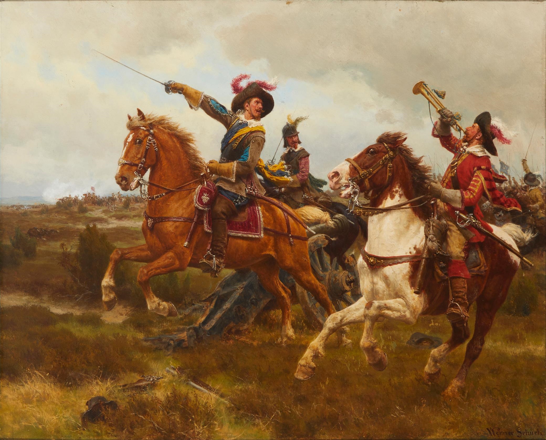 Wilhelm Werner Schuch | Cavalry charge | MutualArt