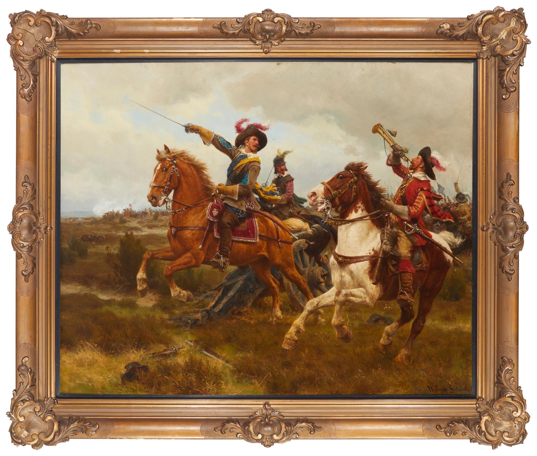 Wilhelm Werner Schuch | Cavalry charge | MutualArt