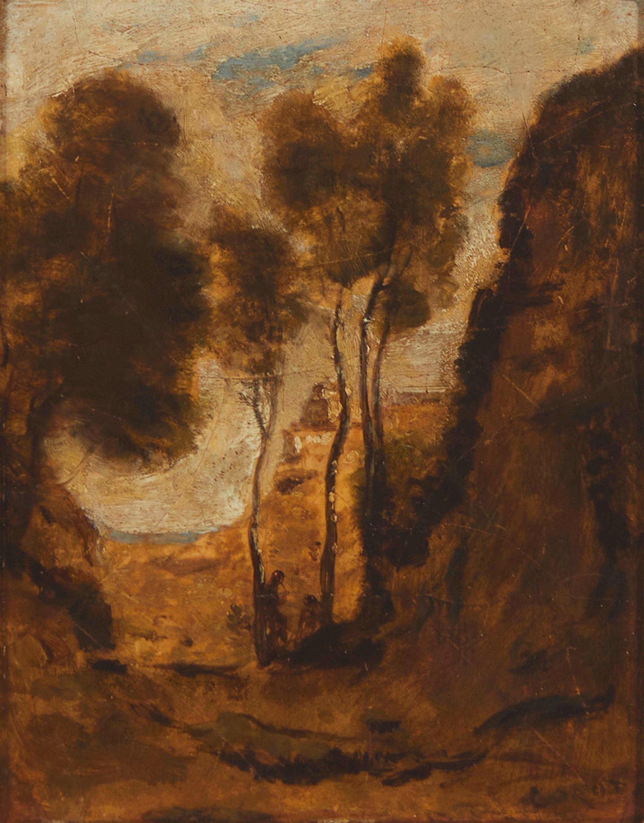 Jean Baptiste Camille Corot | Figures in a landscape | MutualArt