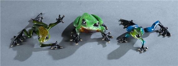 Tim Cotterill | 3 Tim Cotterill bronze frog sculptures. (2009) | MutualArt