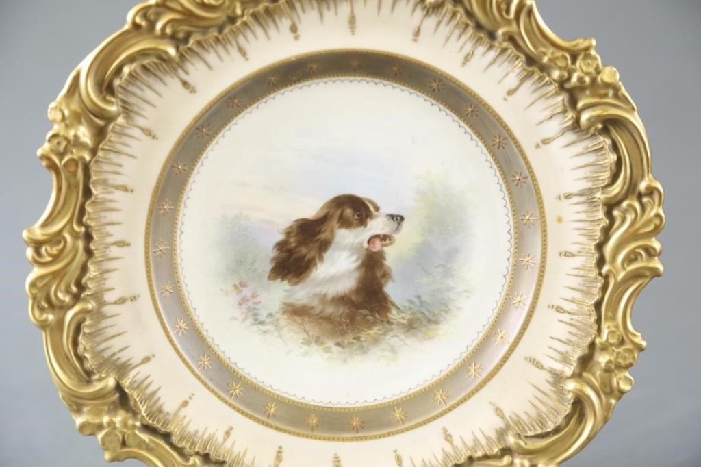 Royal Doulton | 2 Doulton Burslem dog portrait cabinet plates. (1885 ...