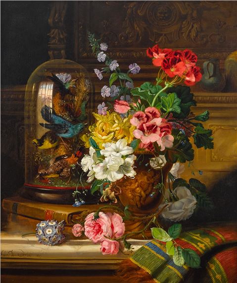 John Wainwright | Flowers and canaries (1863) | MutualArt