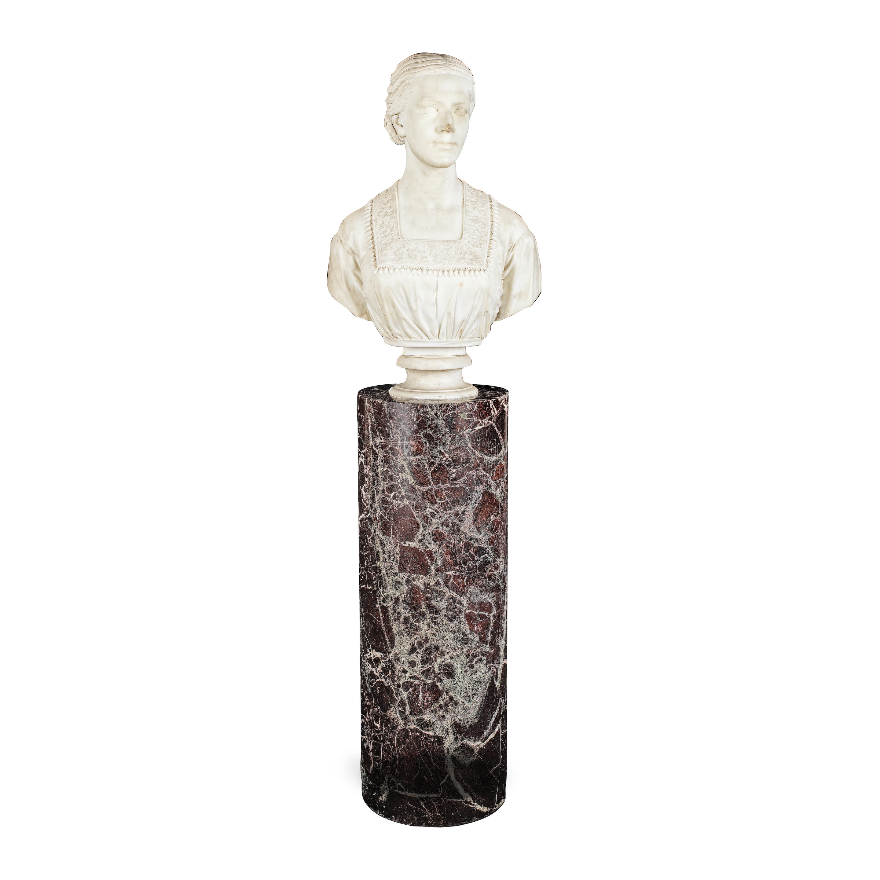 Lawrence Macdonald | A 19th century carved white marble bust of Mrs ...