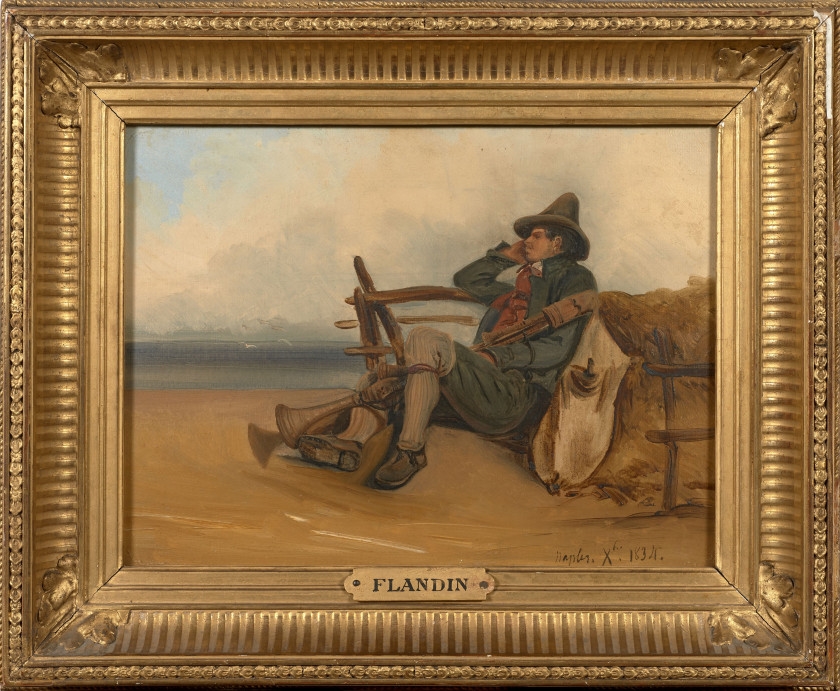Eugène Flandin | Joueur de cornemuse allongé sur la plage (1834 ...