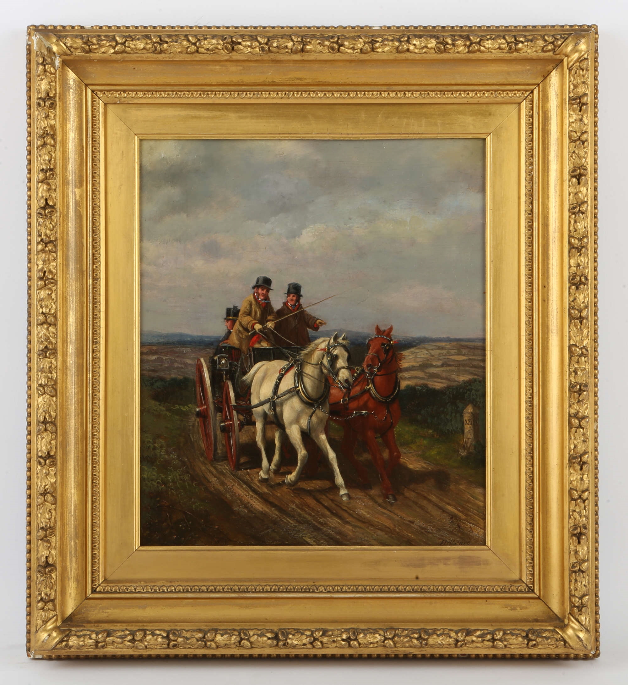 J.W. Hillyard | coach with two horses and landscape to background ...