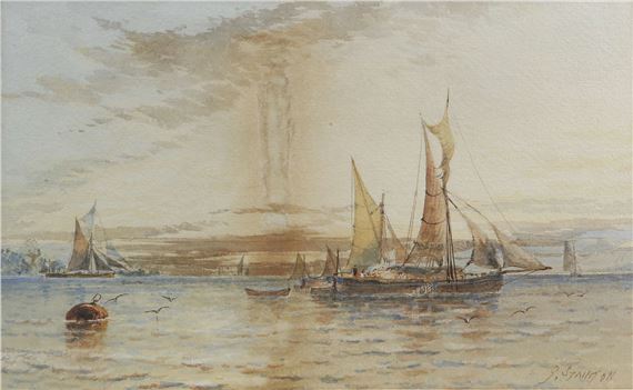 George Stainton | seascape with fishing boat to foreground | MutualArt