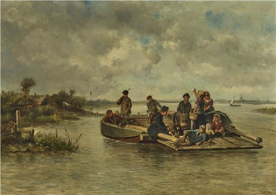 Johan Mari Henri ten Kate | Ferry crossing the river | MutualArt