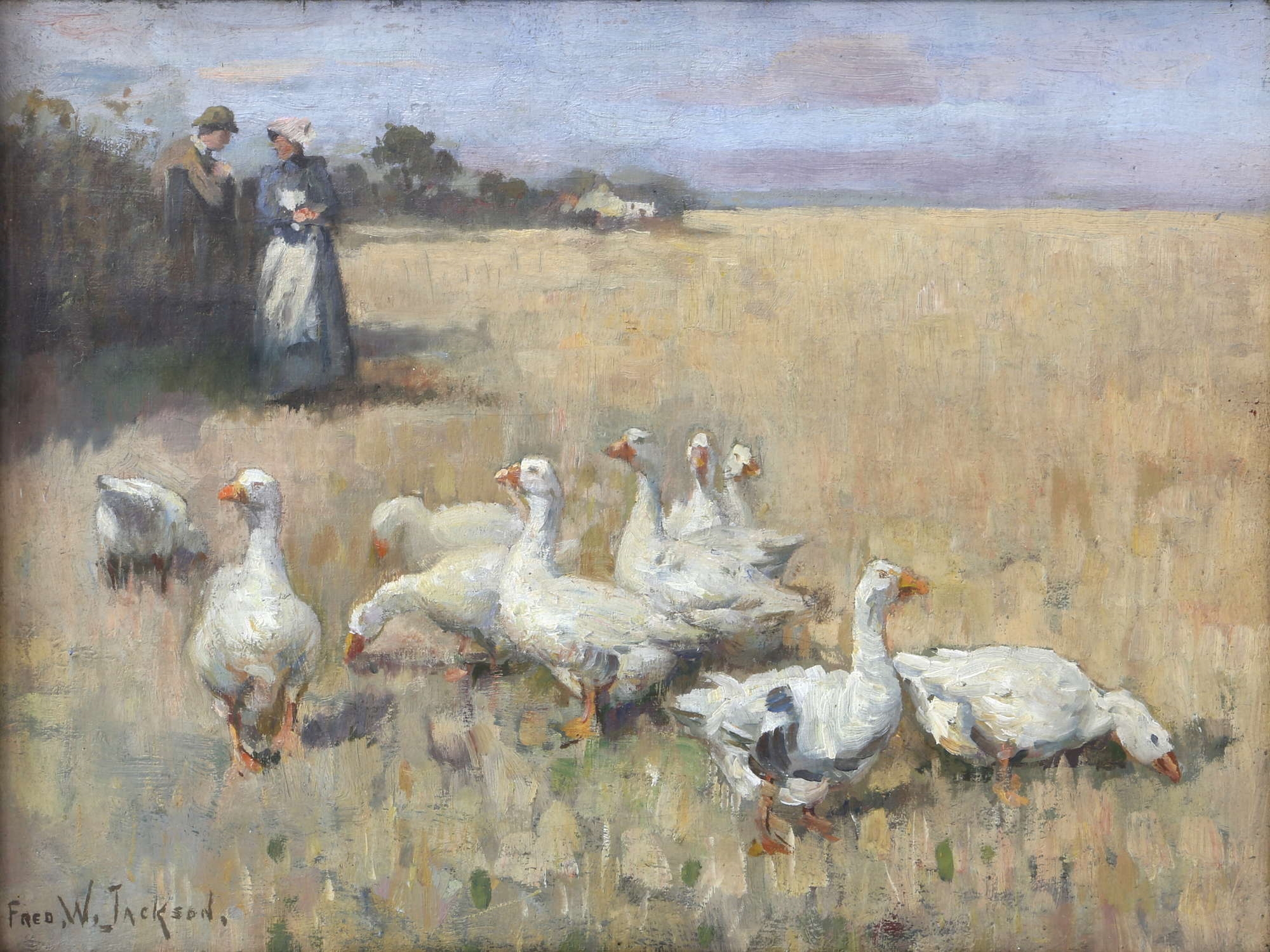 Frederick William Jackson | landscape with geese to foreground | MutualArt