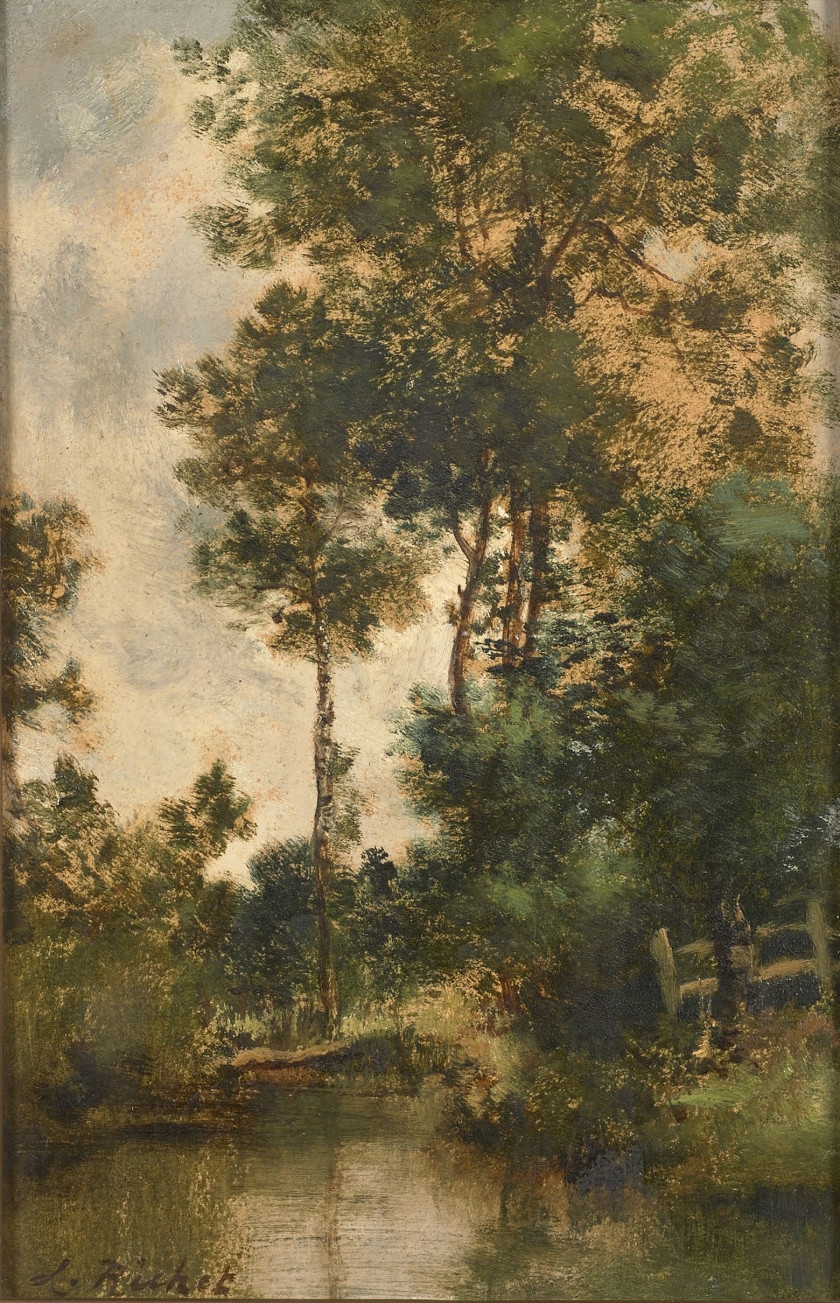 Léon Richet | Mare au pied des grands arbres | MutualArt