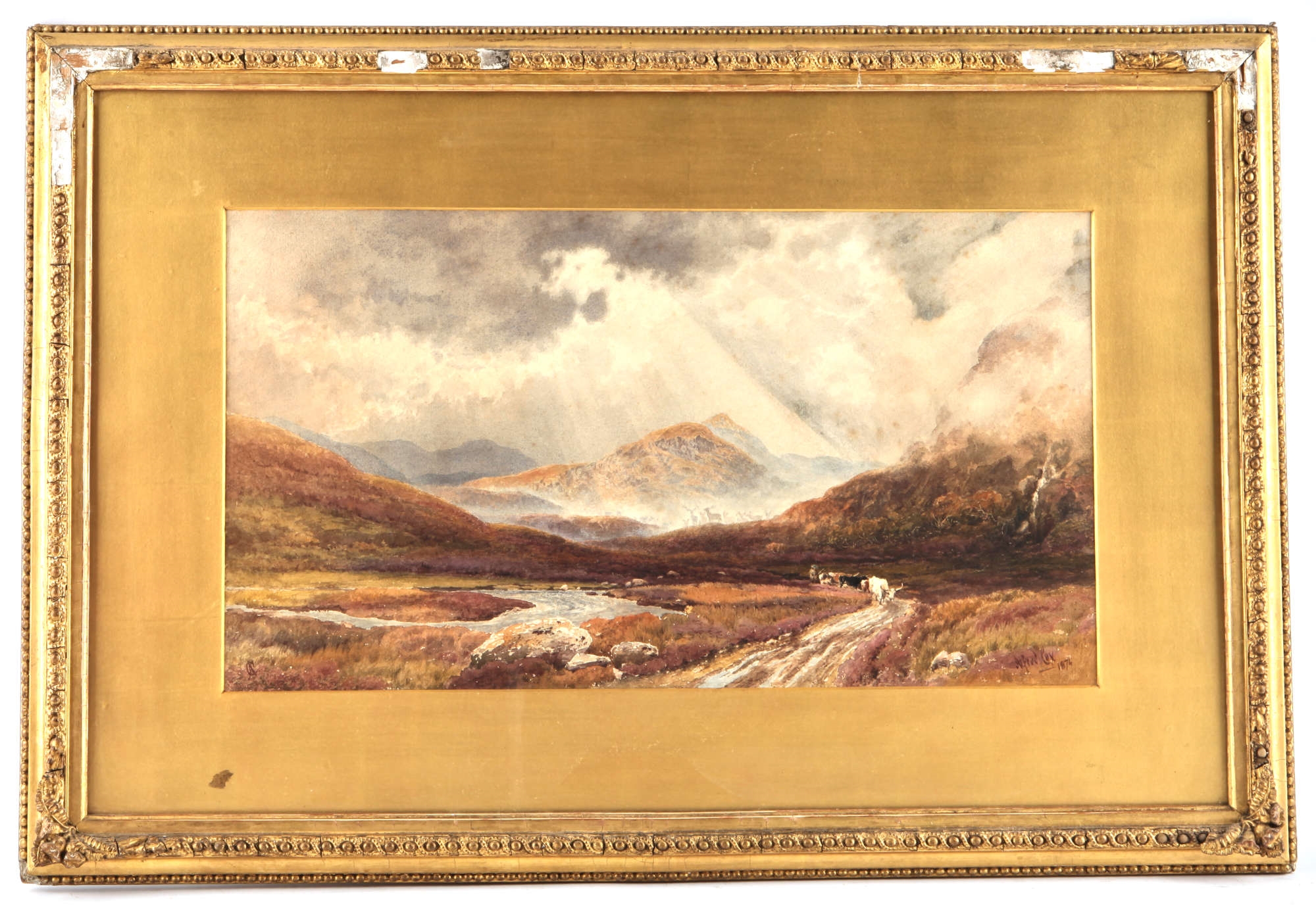 Alfred Cox | highlands landscape with cattle to foreground | MutualArt
