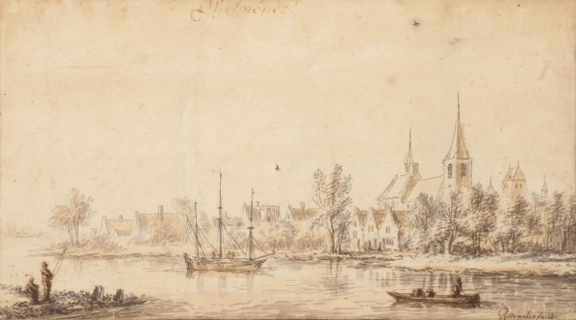 Abraham Rademaker | Vues de villes en bord de rivière : Isolmonde et ...