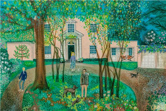 Klein, Regi | Landscape depicting a stately house with human figures ...