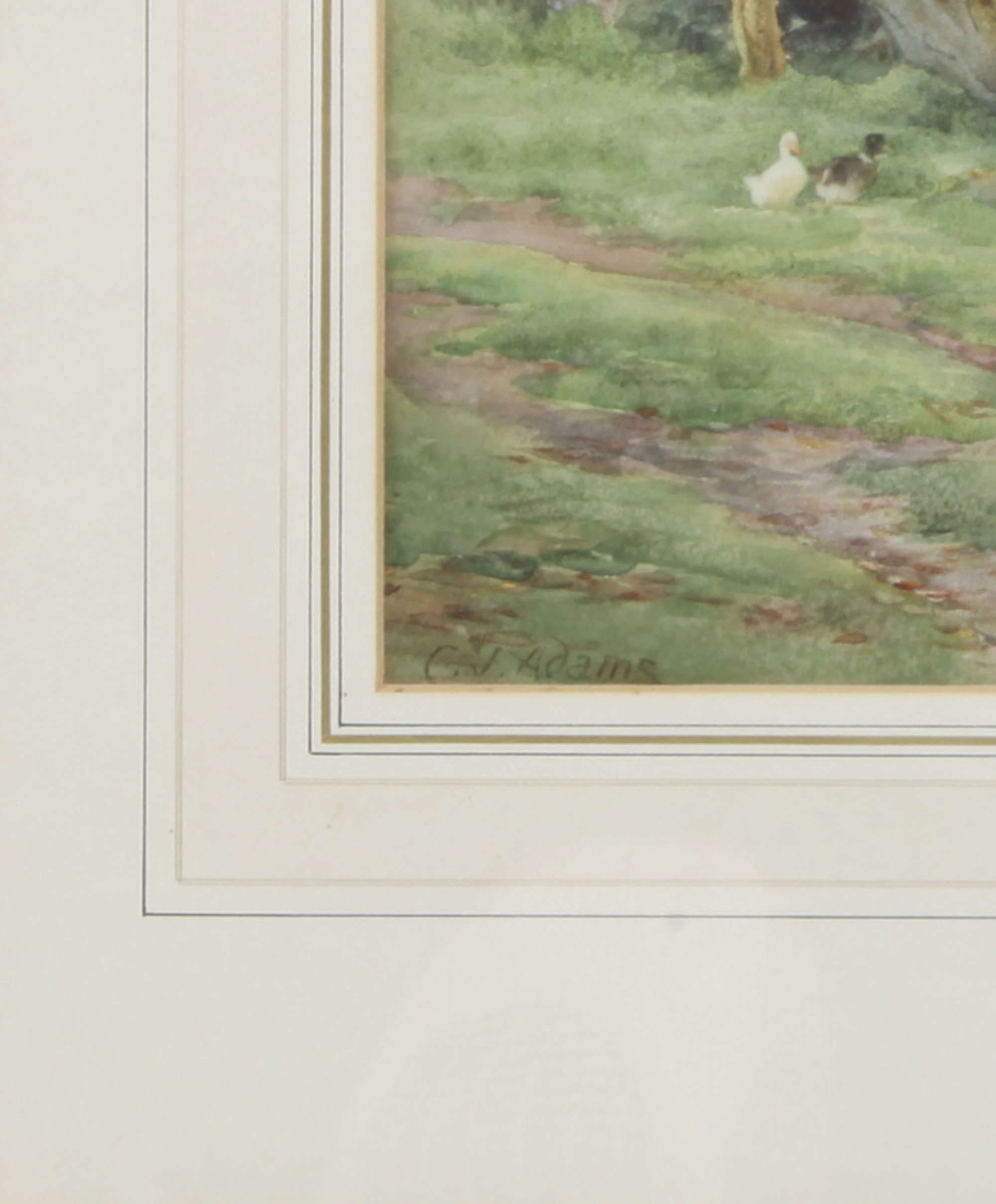Charles James Adams | landscape with carts and ducks to foreground ...