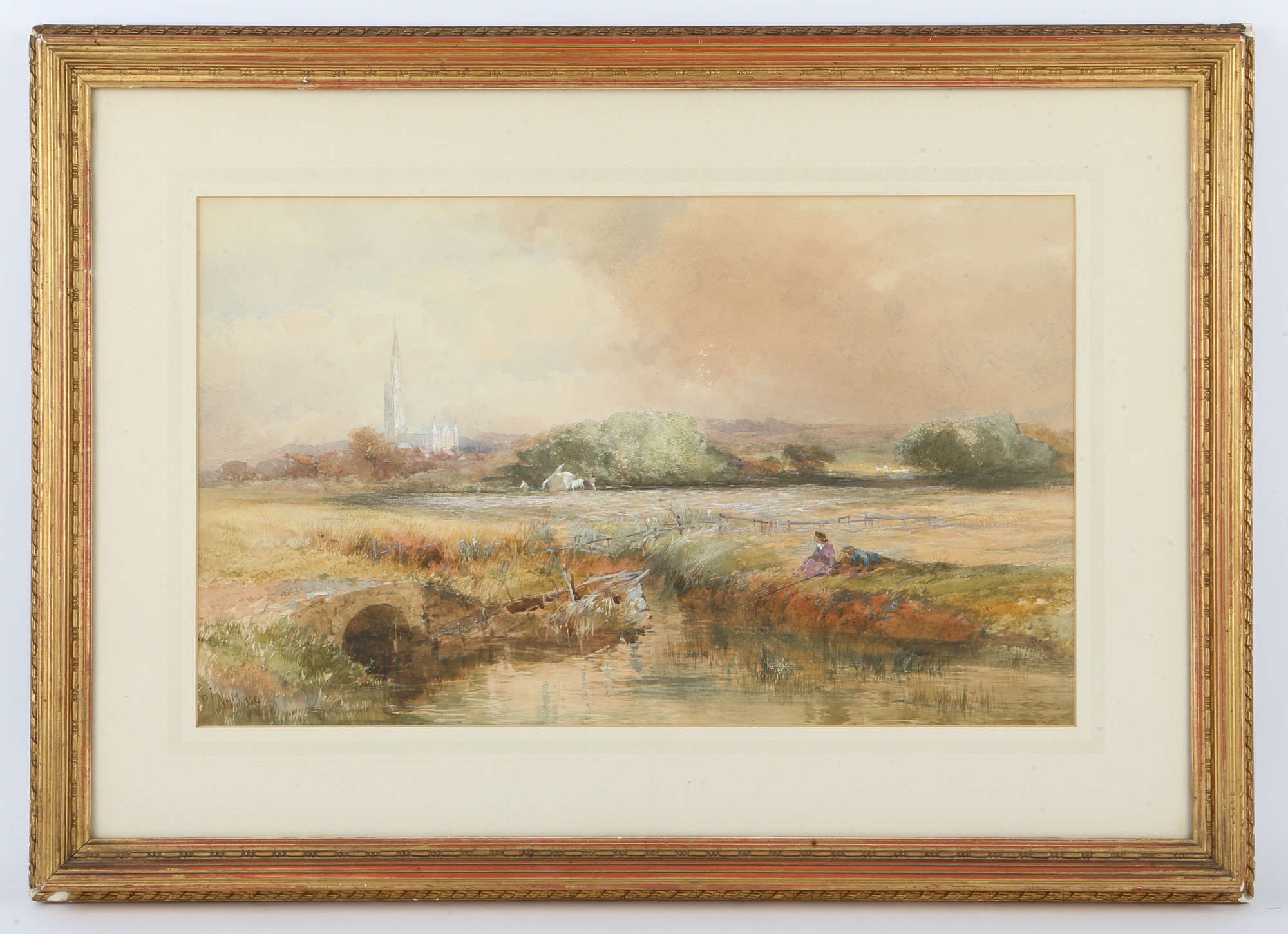 Paul Jacob Naftel | rural landscape with cathedral to background (1884 ...