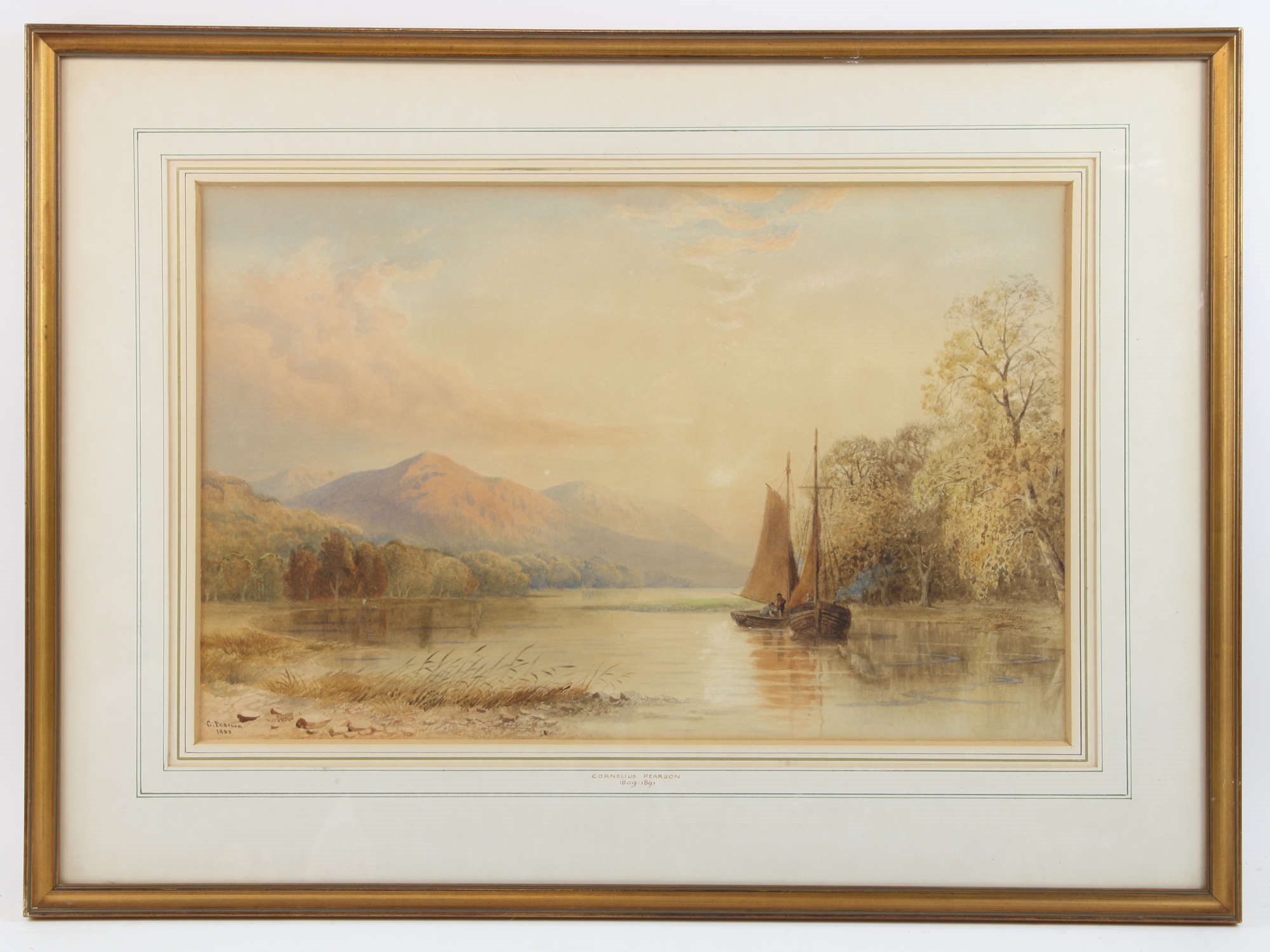 Cornelius Pearson | boats in a lakeland setting (1882) | MutualArt