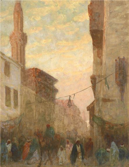 Albert Besnard | Rue animée de personnages | MutualArt