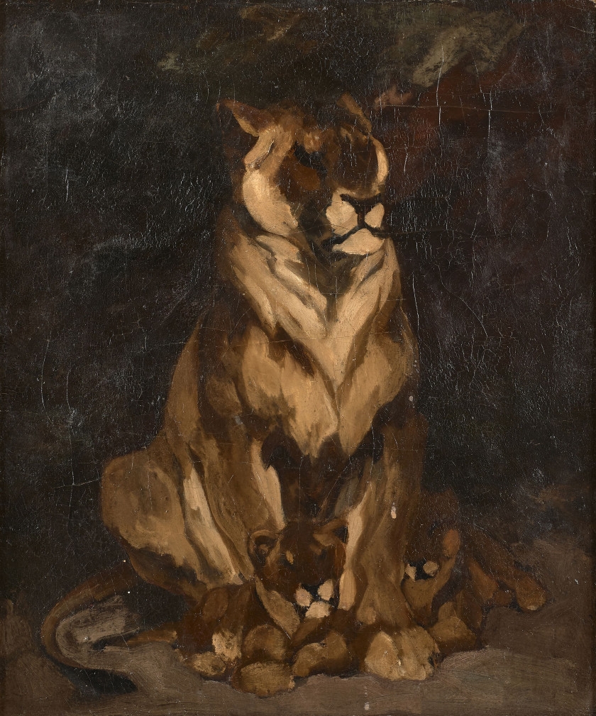 Auguste Lançon | Lionne et ses lionceaux | MutualArt