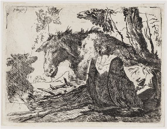 Paul Troger | Italian shepherd boy with staff - Landscape with resting ...