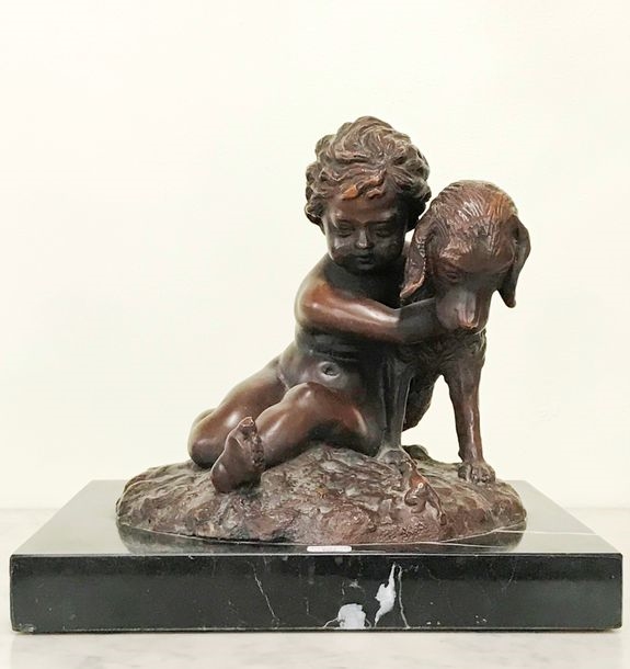 Joseph d'Aste | Cherub with a dog and a frog. | MutualArt